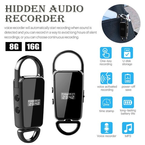 Mini Voice Activated Recorder Recording Keychain Listening Device MP3 ...