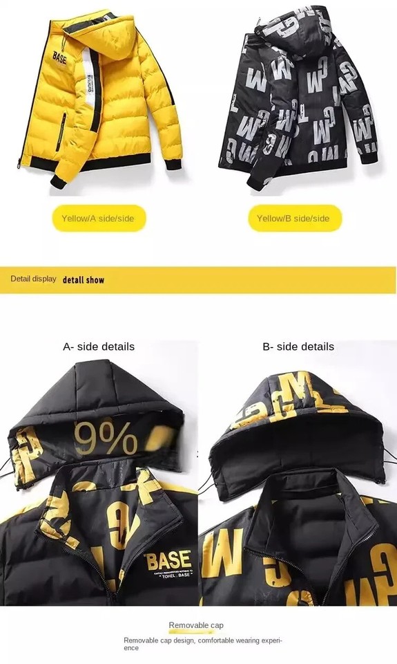 Winter Mens Padding Jacket Fashion Thicken Thermal Parka Casual Outwear ...