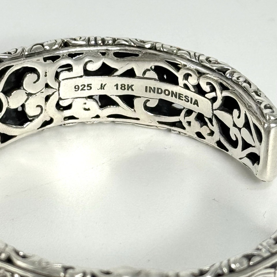 Robert Manse Sterling Silver & 18k Gold Multi-Gemstone Hinged Cuff ...