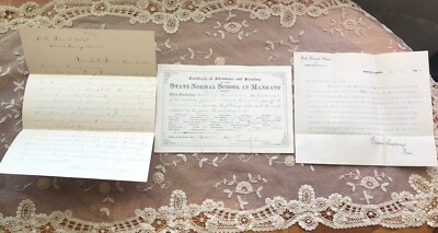 Antique 1894 State Normal School Mankato Minnesota Papers Letters Lot ...