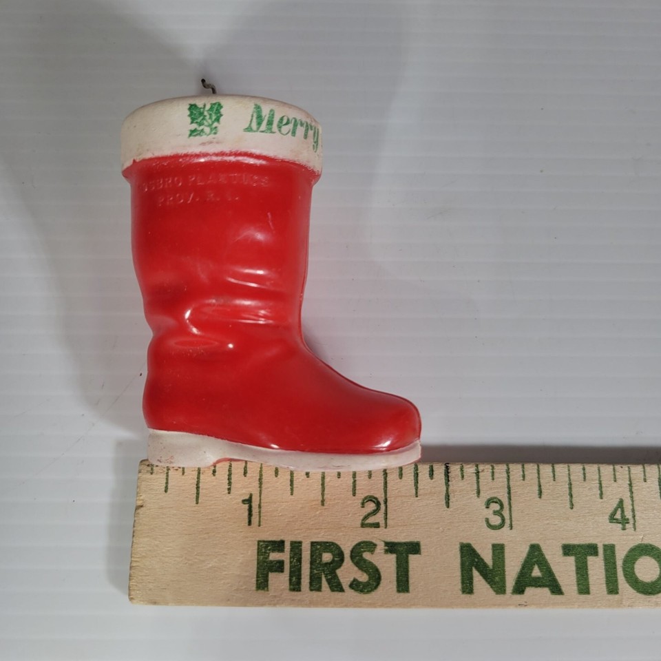 Vintage 1950's Rosbro Red Plastic Santa Boot Ornament Made in U.S.A. | eBay