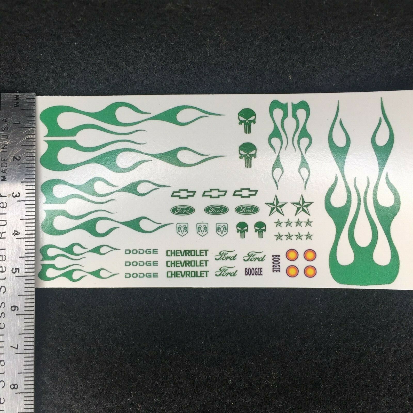 Clear 1:64 Waterslide Decal for 66 Dodge A100 Van Green Flames | eBay