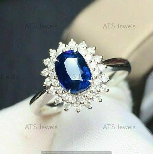 2.50 Ct Oval Cut Lab-Created Sapphire Engagement Ring Real 925 Sterling ...