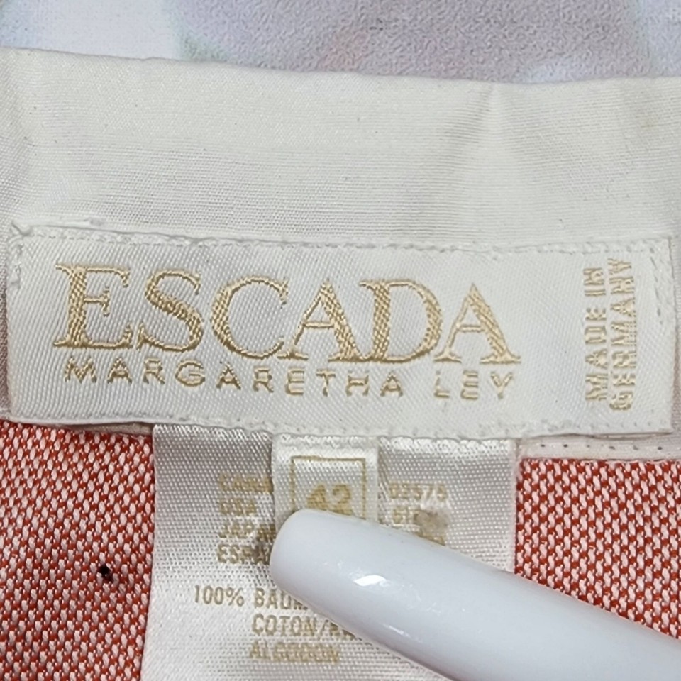 Escada Pink/White Double Breasted Button Down Bankers Shirt, Women's 42 ...