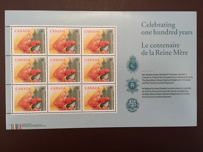 Canada Stamp Sheet/Pane - 2000 95-cent A ROYAL CENTENARIAN Pane of 9(UT ...