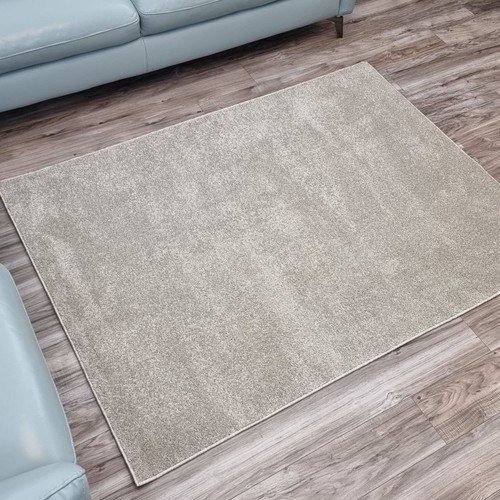 Modern Rug Beige Large XL Small Low Pile Woven Plain Soft Carpet Solid ...