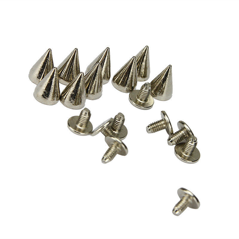 100x 10mm Silver Spots Cone Screw Metal Studs Leathercraft Rivet Bullet ...