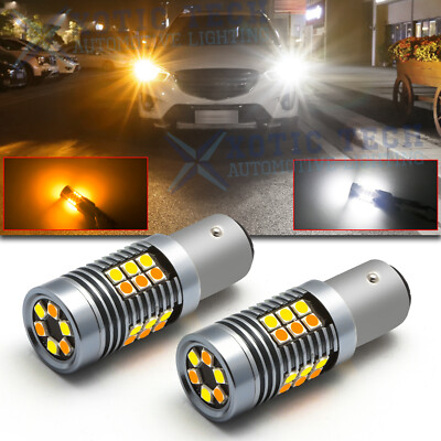 White Amber 1157 2357 2057 S25 LED Bulbs For Front Turn Signal DRL ...