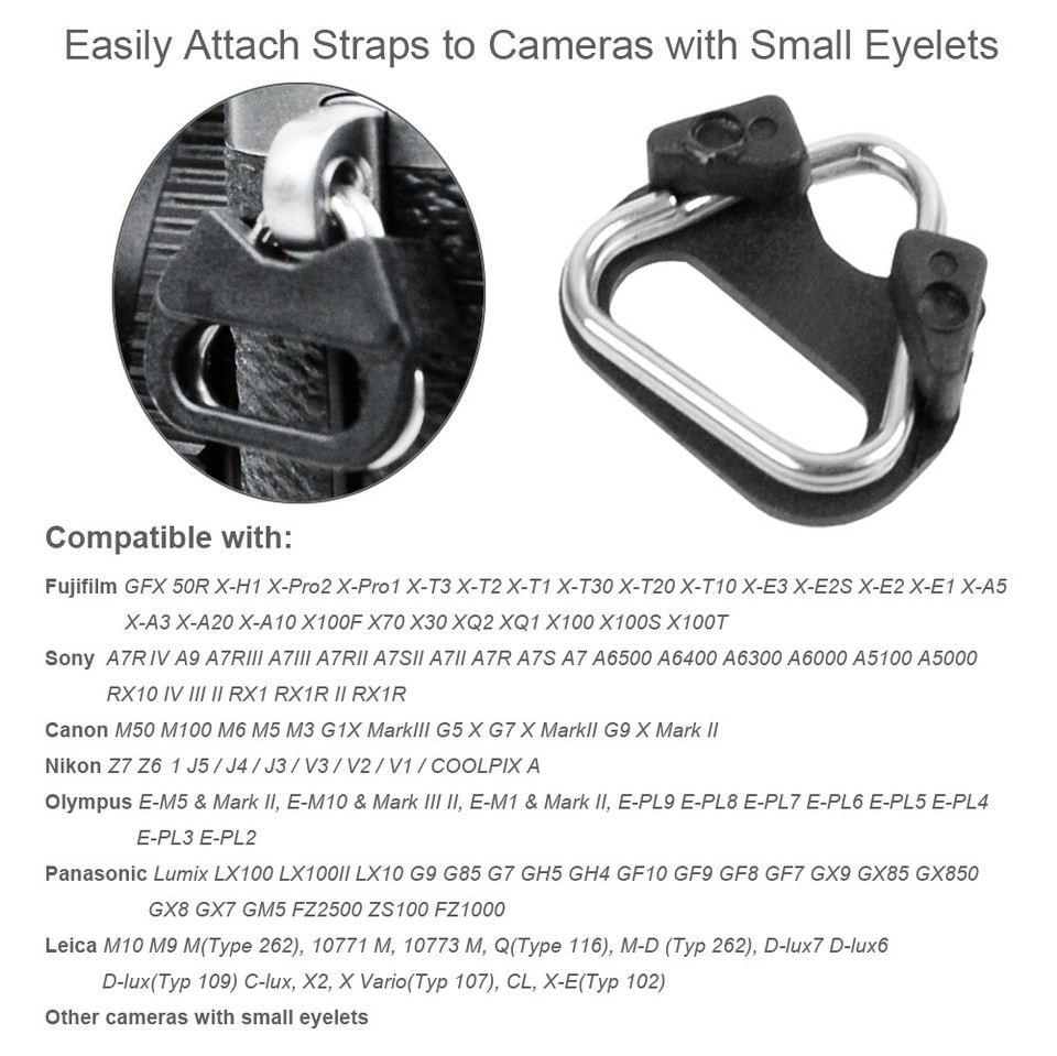 4x Camera Strap Triangle Split Ring Adapter+Cap for Fuji Lecia Nikon ...