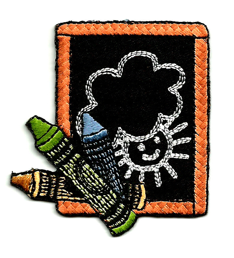 School - Blackboard - Teacher - Crayons - Student- Embroidered Iron On ...