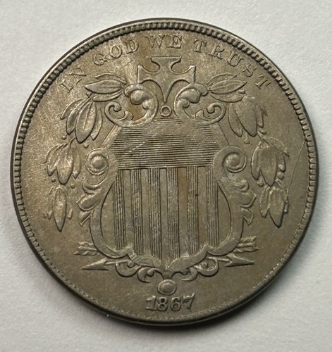 1867 Shield Nickel Double Date - Variety / Error FS# 5-002.9 Extremely ...