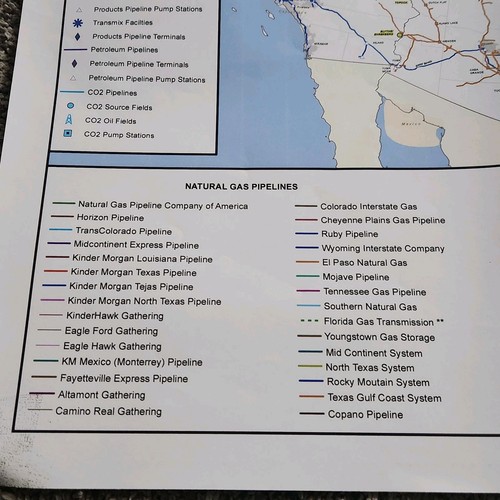 2014 Kinder Morgan Pipelines & Facilities Map Of United States | eBay