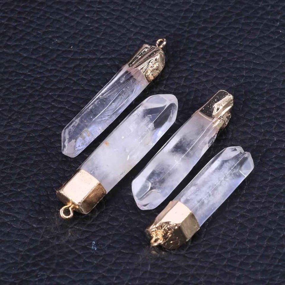 4Pcs Natural Quartz Stone Pendants Crystal Charms Accessories for ...