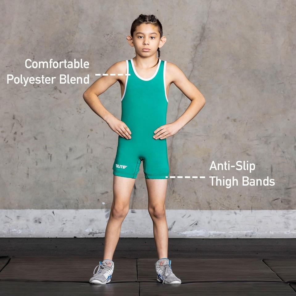 Kids Wrestling Youth Singlet, Standard Boys Wrestling Singlets (Green ...