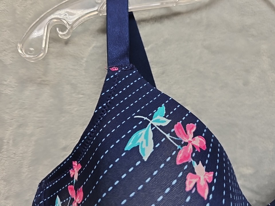 Comfort Choice Bra Womens Size 46B Navy Floral Print Underwire ...