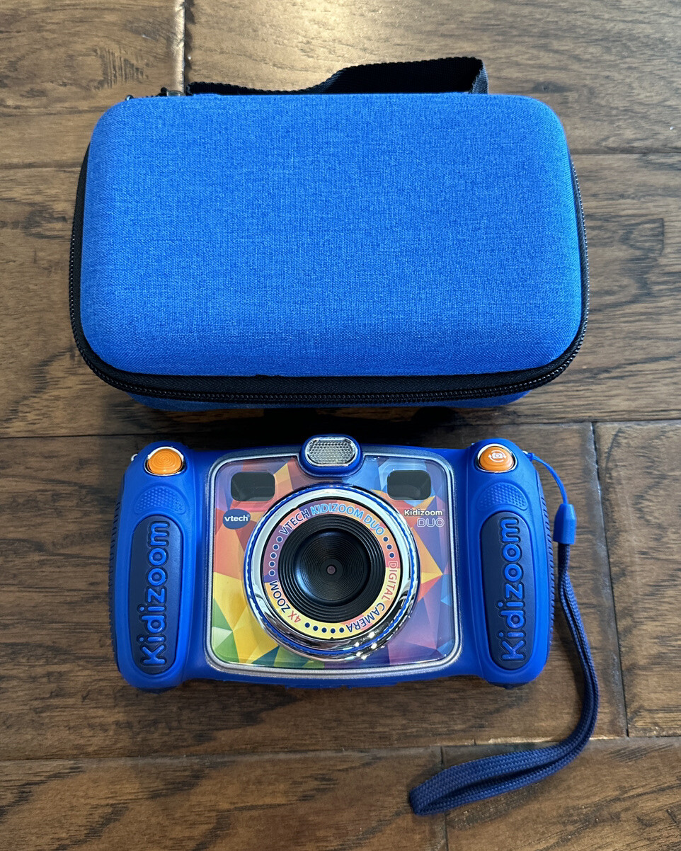 VTech Kidizoom Duo Camera Blue Digital Camera For Kids W/ Case Works NO ...