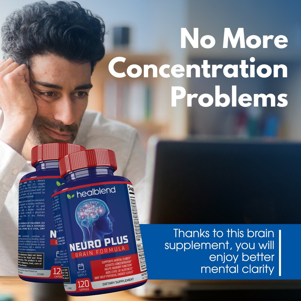 Neuro Plus Brain Booster Supplement Supports Brain Health Mental ...