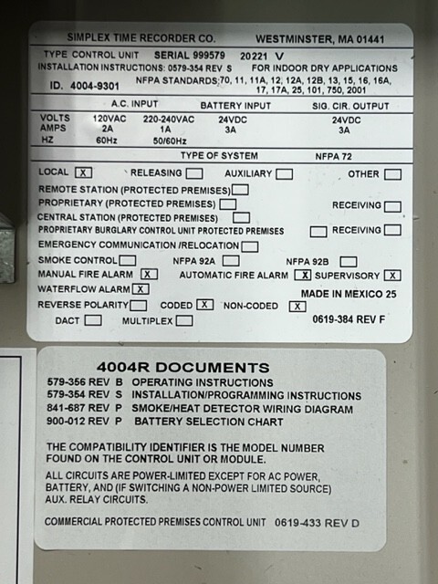 Simplex 4004 R Suppression Release Panel New | eBay