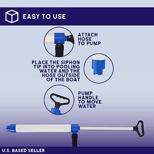BISupply Water Hand Pump Siphon Bailer - Portable 20 GPM Manual Bilge ...