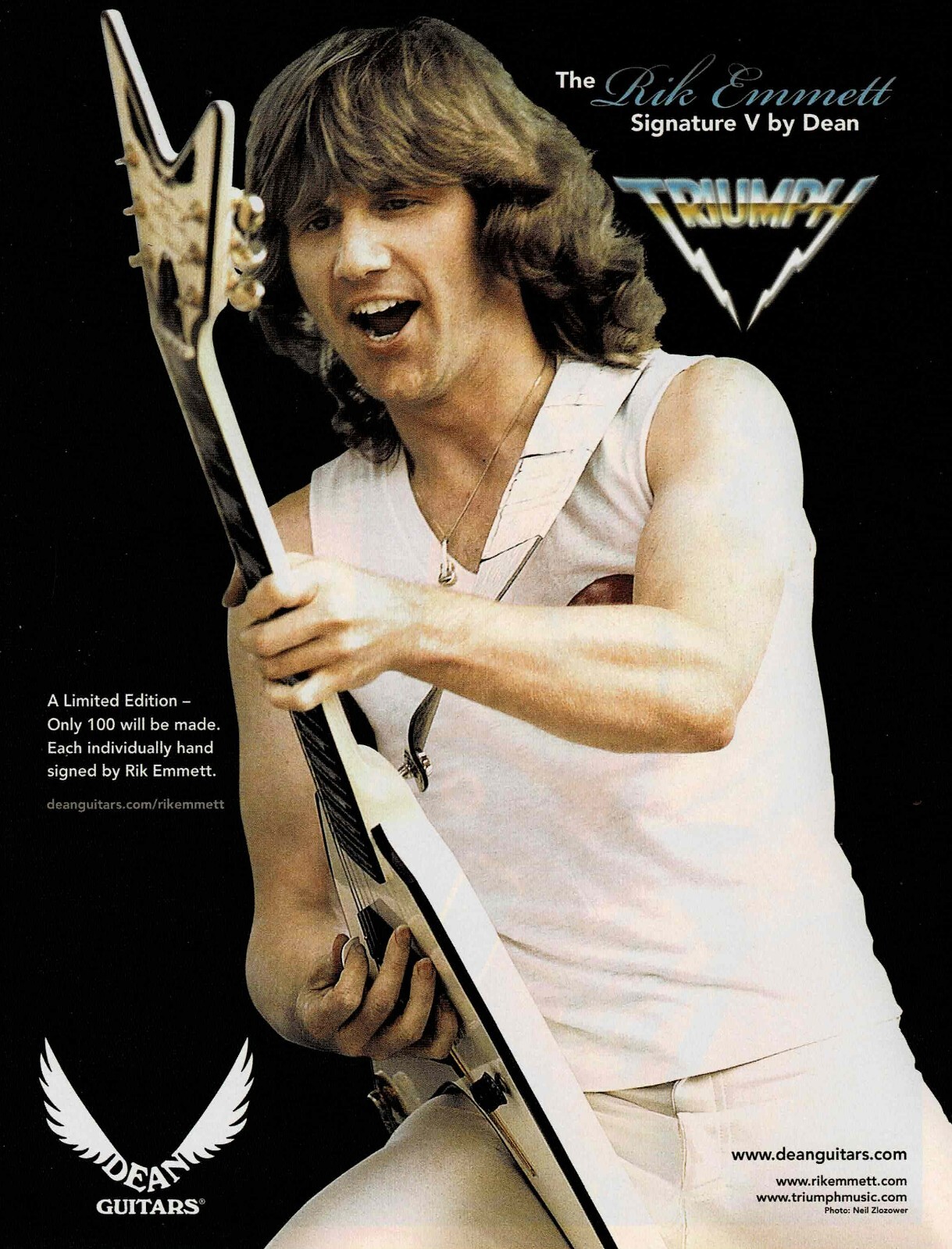 RIK EMMETT of TRIUMPH - DEAN GUITARS - SIGNATURE V - 2007 Print Ad | eBay