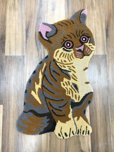 Tabby Cat Rug, Handmade - Plush & Cozy, Unique Animal Design Carpet 2X3 ...