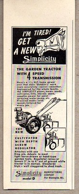 1948 Print Ad Simplicity 4 Speed Garden Tractors & Cultivator Port ...