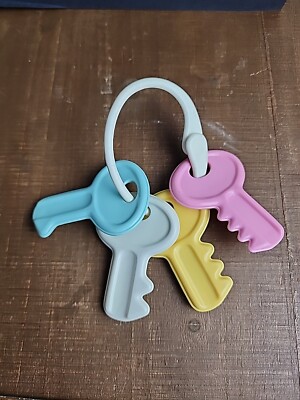 Vintage Set of Pastel Plastic Baby Keys Rattle on plastic holder Ring ...