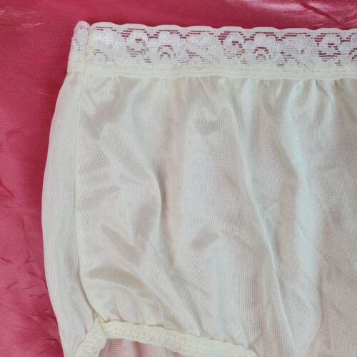 Vtg Sheer Panties Shiny Silky Nylon Gusset W Lace Size 7 Sissy Sexy