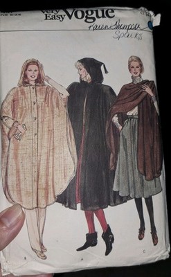 Vtg Very Easy Vogue Sewing Pattern 8147 One Size Misses Cape & Cover Up ...