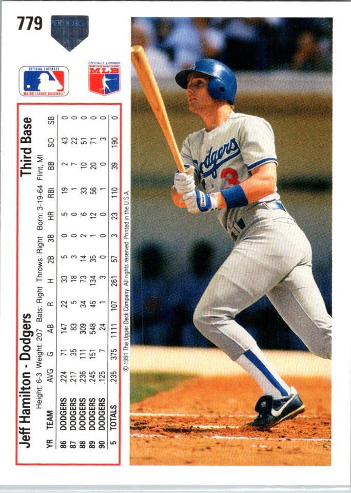 1991 Upper Deck Jeff Hamilton Los Angeles Dodgers #779 | eBay UK