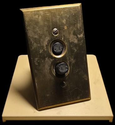 Antique Electric Ceramic Push Button Wall Light Switch Heavy Brass ...