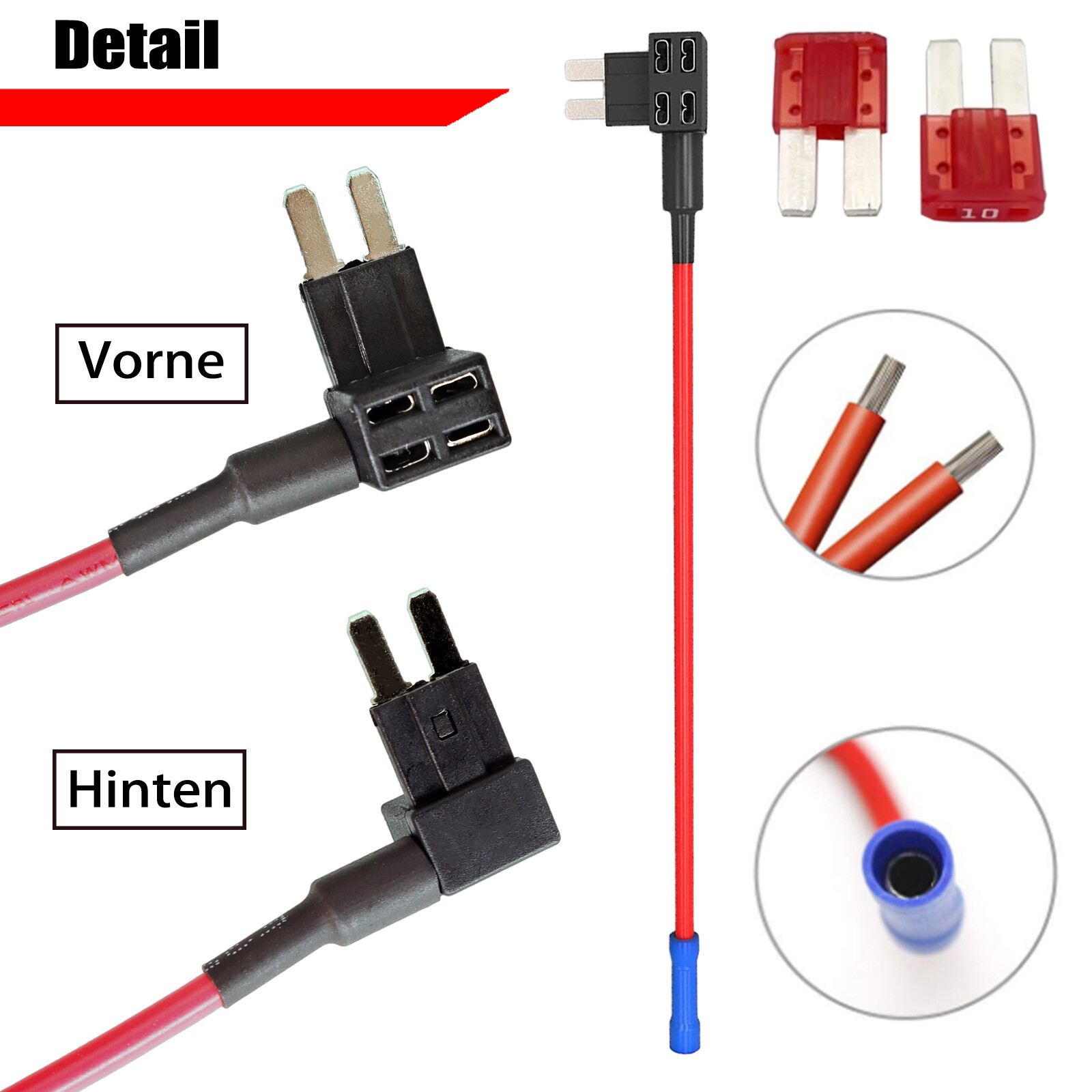 5x Strom Dieb Abgreifer Steck Verteiler Flach Sicherung Adapter Kabel ...