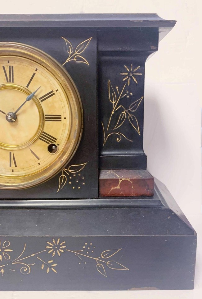 ANTIQUE 1904 ANSONIA VIENNA MODEL 8 DAY TIME & STRIKE CAST IRON MANTEL ...