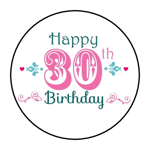 (30) 30TH BIRTHDAY ENVELOPE SEALS LABELS STICKERS 1.5" ROUND FAVORS | eBay