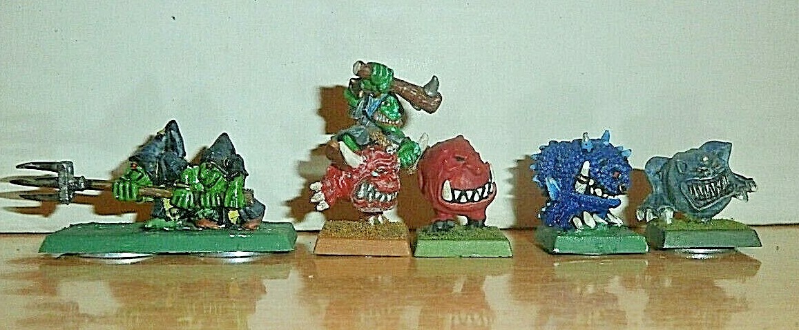 5 Warhammer Orcs & Goblins Night Goblin Squig 1 HERDER Painted Metal OOP......H | eBay