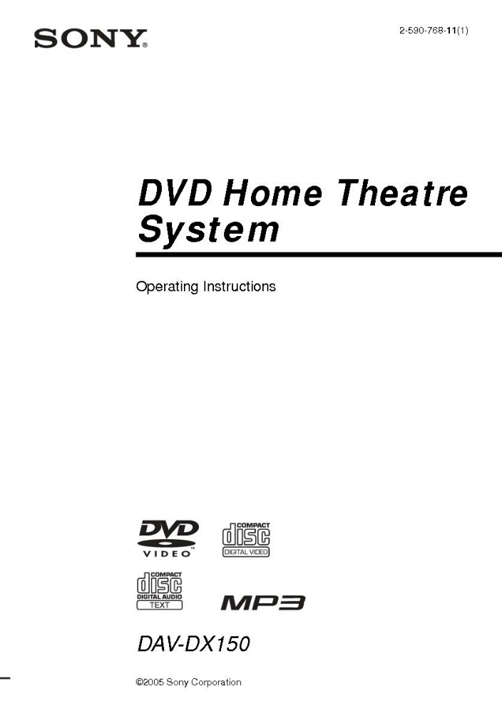 Sony DAV-DX150 Home Theater System Owners Manual | eBay