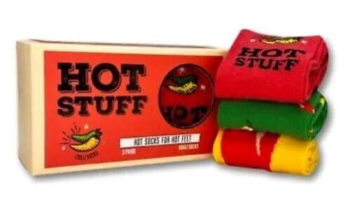 Hot Stuff! Chilli socks x 3 Pairs Boxed Gift Set | Unisex Adult UK 6 ...