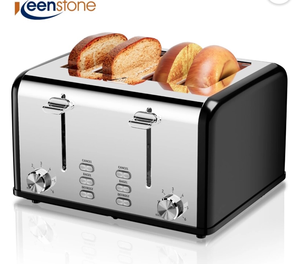 Toaster 4 Slice Toaster Keenstone Stainless Steel Retro Toasters, Bagel ...