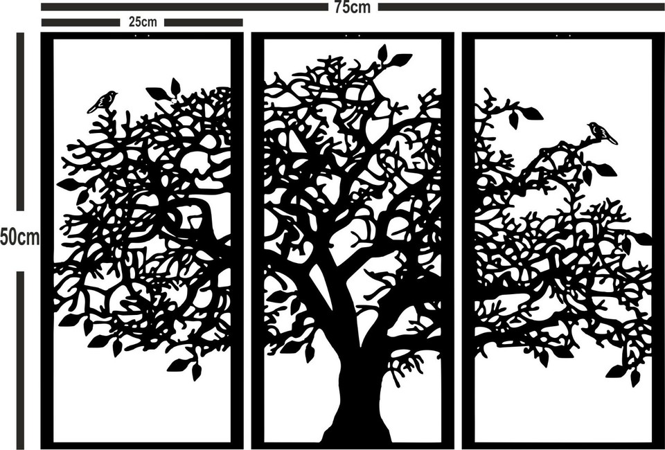 Tree of Life 3 Panels, Metal Tree Wall Art, Tree Sign, Metal Wall Decor ...