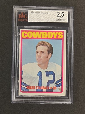 1972 Topps NFL Football #200 Roger Staubach RC Beckett BGS BVG 2.5 G-VG ...