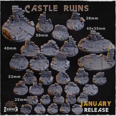 Warhammer 40K/AOS Resin Base Toppers Wargaming Castle Ruins | eBay UK