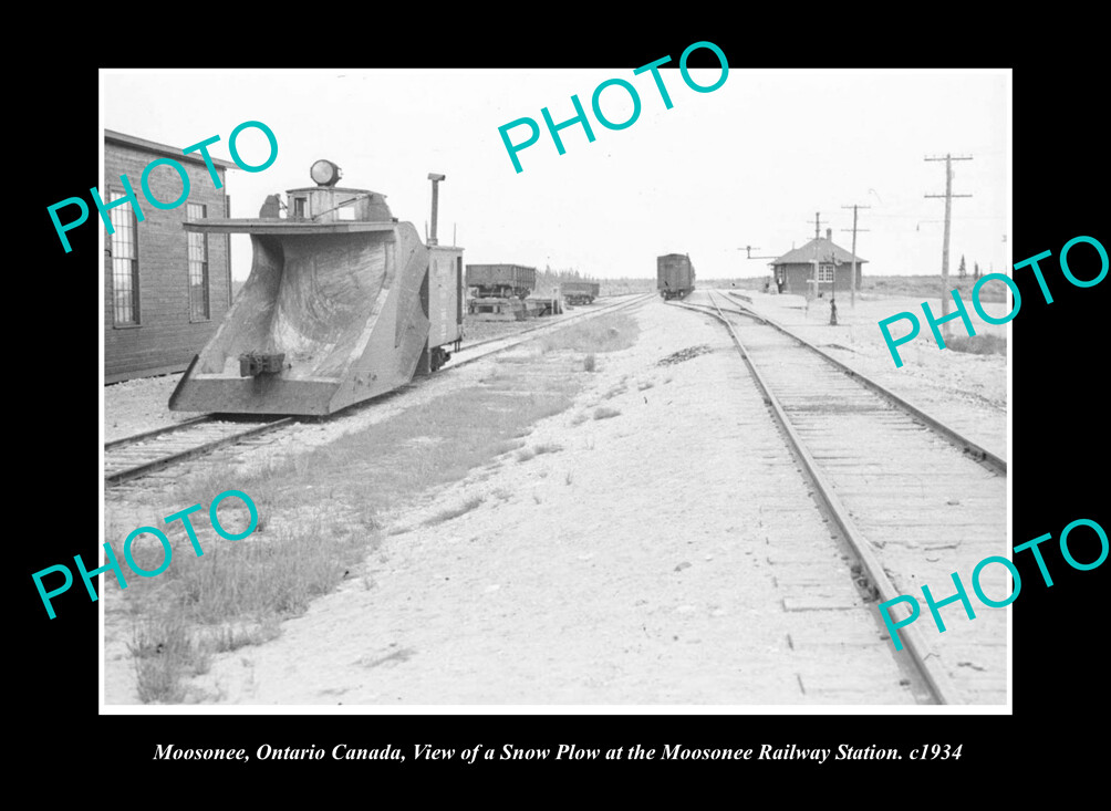 OLD LARGE HISTORIC PHOTO MOOSONEE ONTARIO CANADA, THE RAILWAY STATION ...