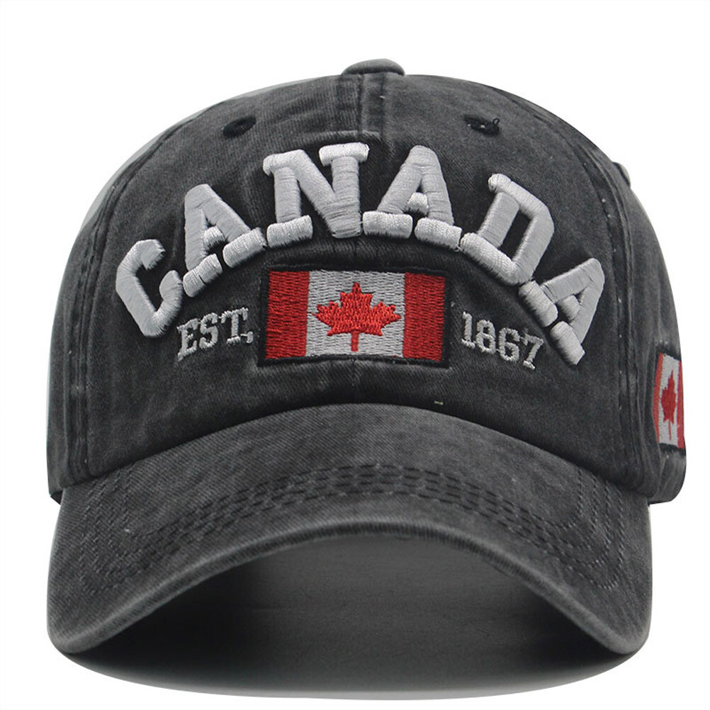 Mens Canada Flag Washed Baseball Cap Distressed Snapback Dad Hat Casual ...