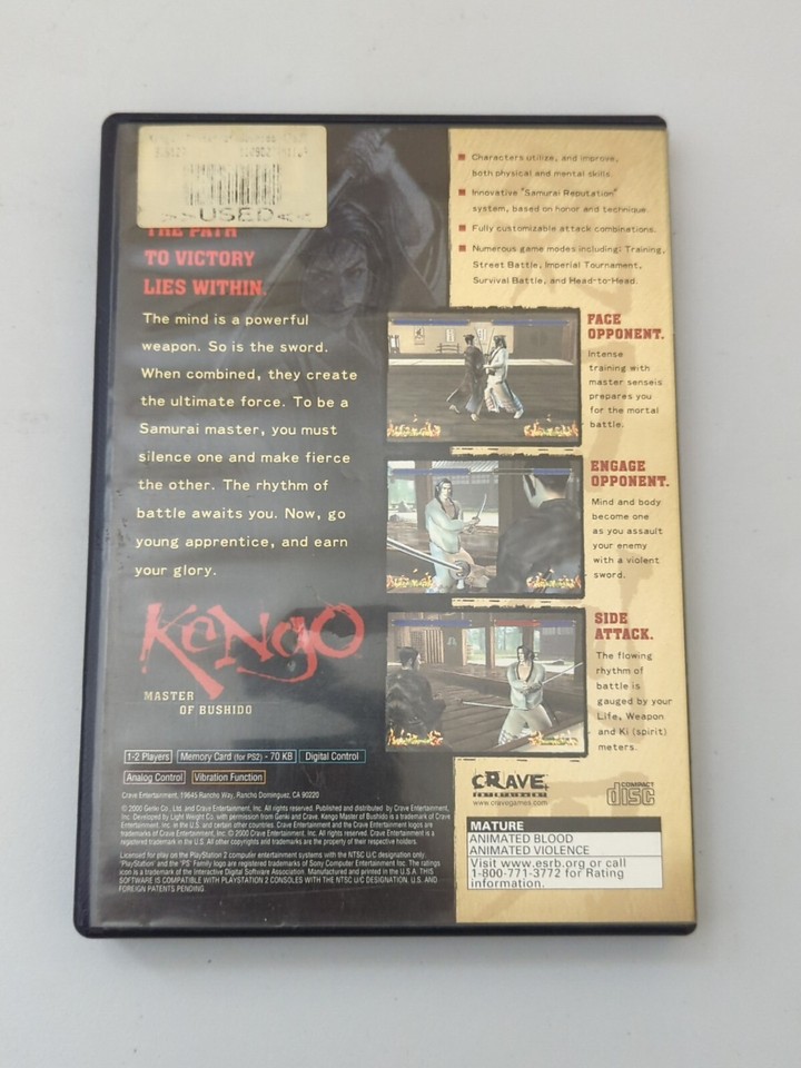 Kengo: Master of Bushido (Sony PlayStation 2, PS2, 2001) 650008399011 ...