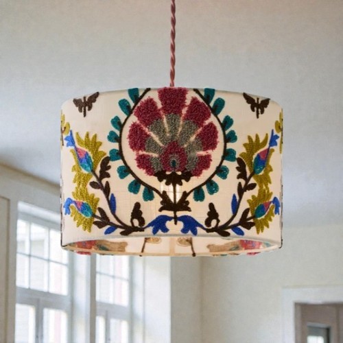 Kaleidoscope Embroidered Drum Lamp Shade Luxury Lighting Accessory Home ...