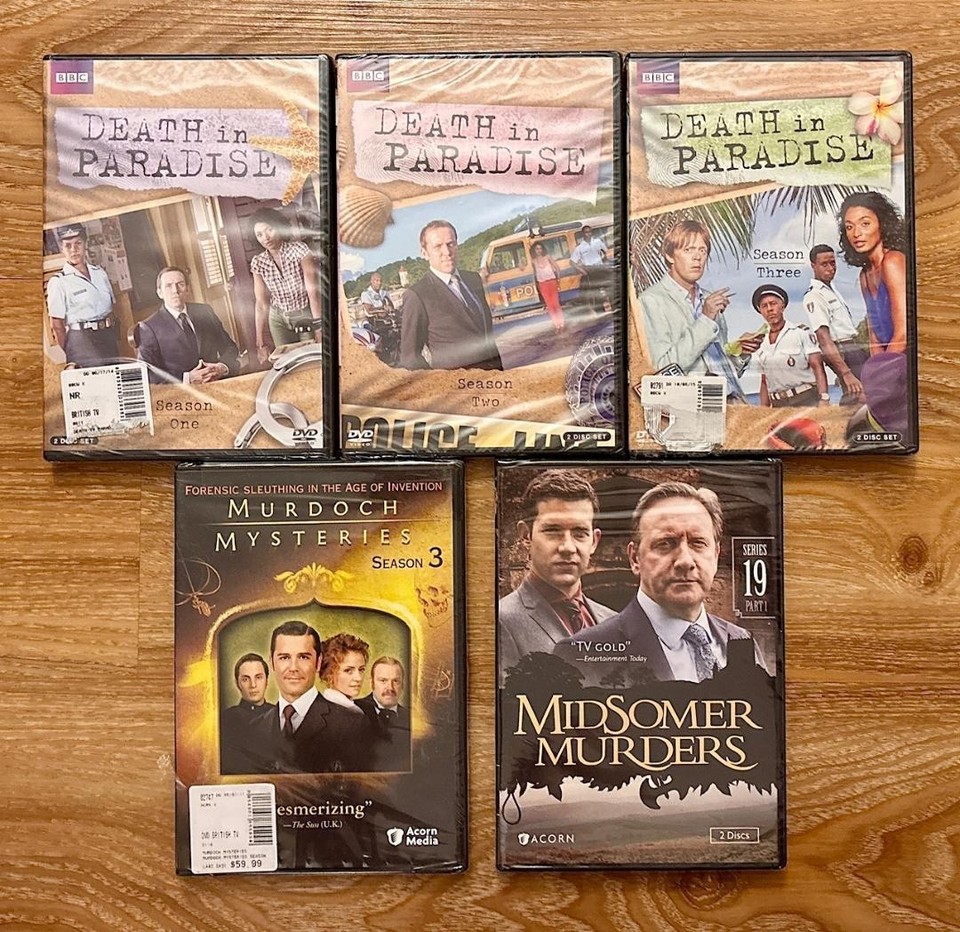Lot (5) BRITISH MURDER MYSTERY SEALED DVDs Murdoch, Death In Paradise ...