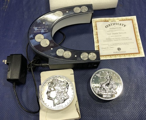 Bradford Exchange Levitating Silver Dollar Display Lady Liberty coin ...
