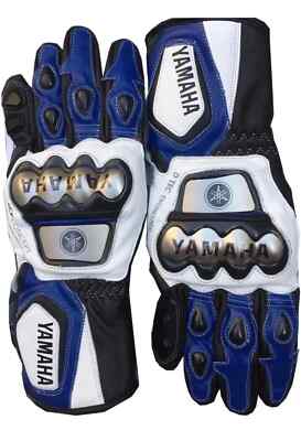 Yamaha Motorbike Gloves Motorcycle MotoGP Racing Leather Gloves | eBay