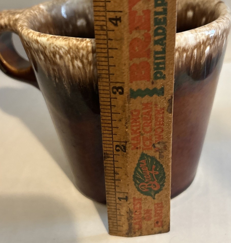 Set Of 4 Vintage Hull Pottery Oven Proof USA Brown Drip Glaze Coffee ...