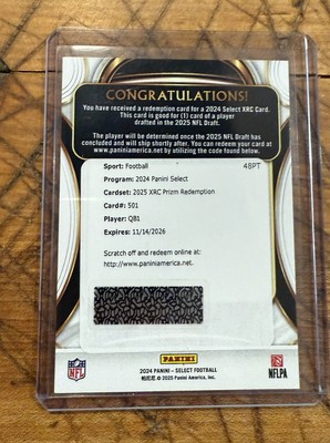 2024 Select XRC QB1 Prizm CAM WARD ROOKIE 2025 Redemption RC First Pick ...